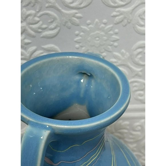 Unmarked | Accents | Vintage Blue Ceramic Bud Vase Double Handle Light ...